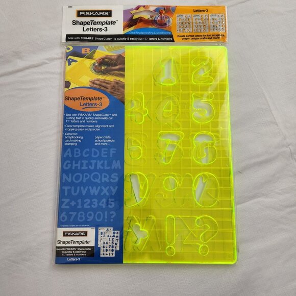 Other | Fiskars Shape Template Plastic Yellow Letters 3 Three Pieces ...